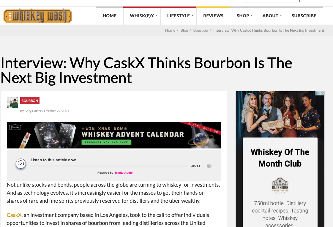 CaskX talks with industry insider The Whiskey Wash - CaskX